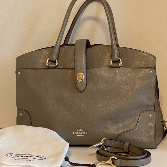 Coach | Bags | Coach Mercer Grained Leather Satchel In Fog | Poshmark